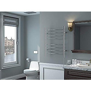 HEATGENE Towel Warmer 8 Bar Plug-in Curved Bath Towel Heater Towel Warmer for Bathroom Plug-in Drying Rack Mirror Polish