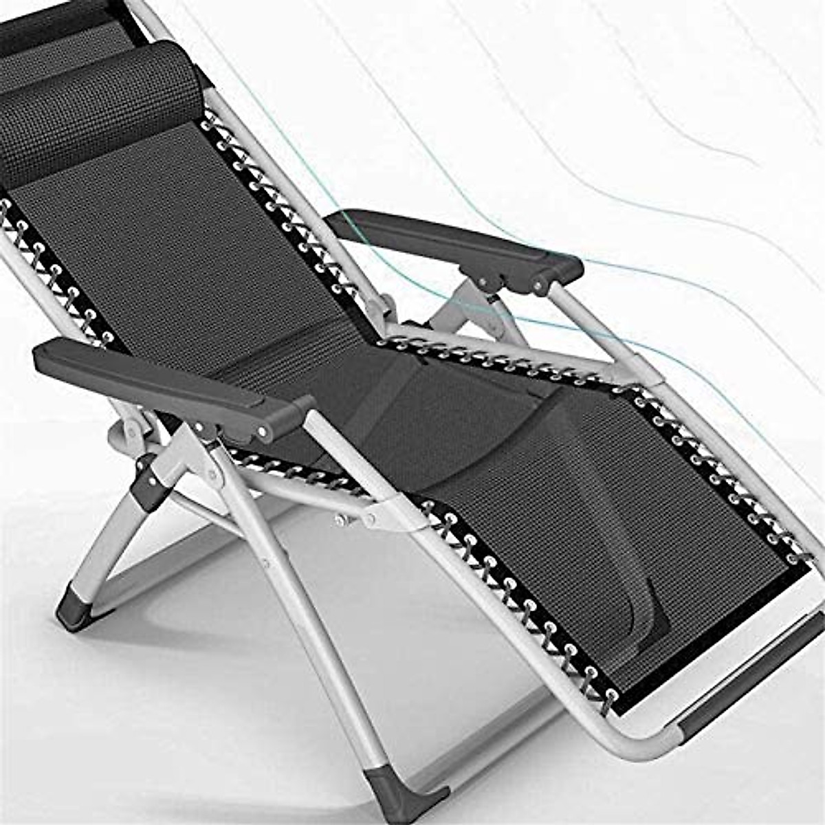 XZGDEN Lightweight Deck Chair Recliners,Locking Patio Outdoor Lounger Chair Oversize XL Padded Adjustable Recliner with Headrest Support 440lbs (Color : Black)