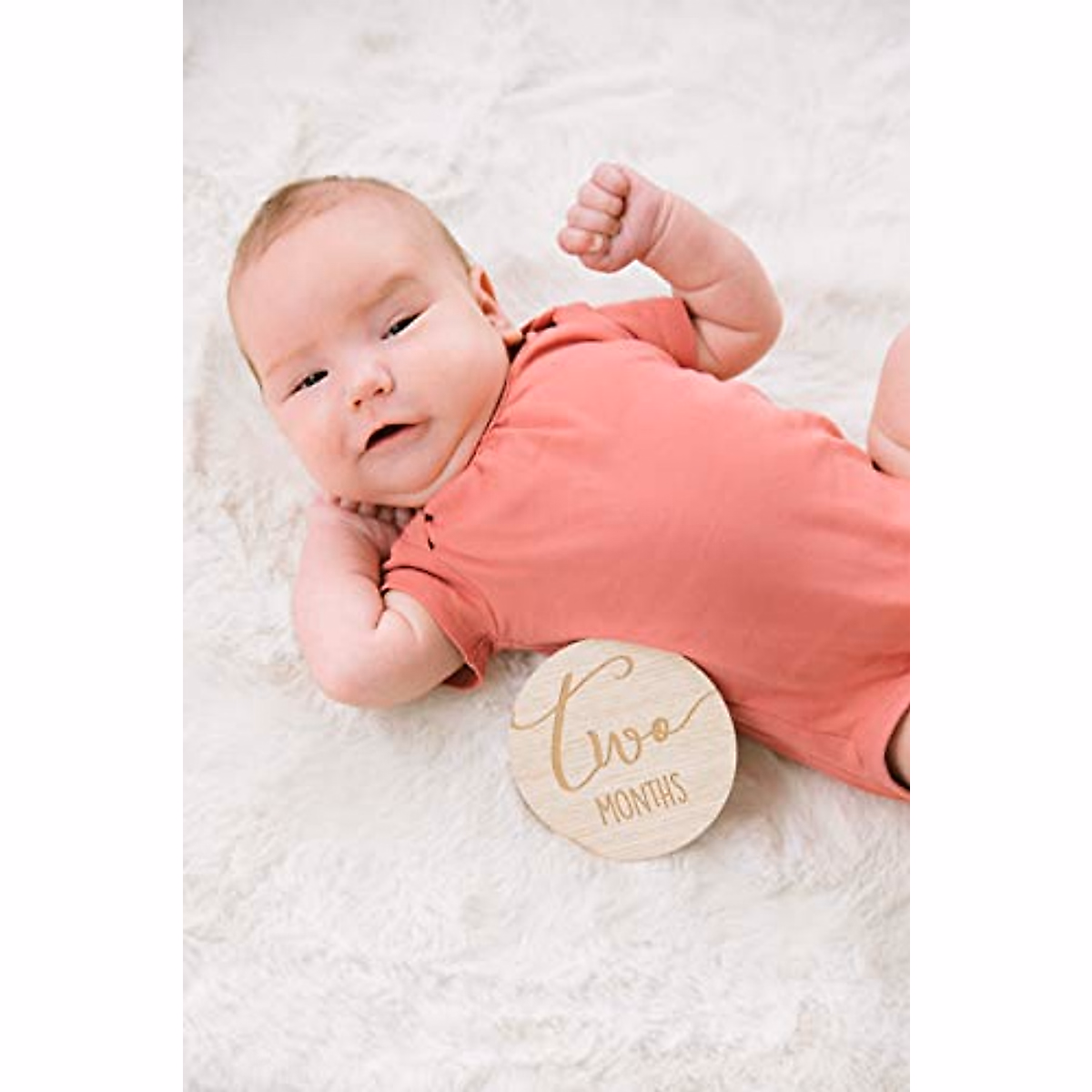 Pearhead Wooden Monthly Milestone Photo Cards, Baby Announcement Cards, Pregnancy Journey Milestone Markers, 7 Double Sided Photo Prop Milestone Discs, Light Wood