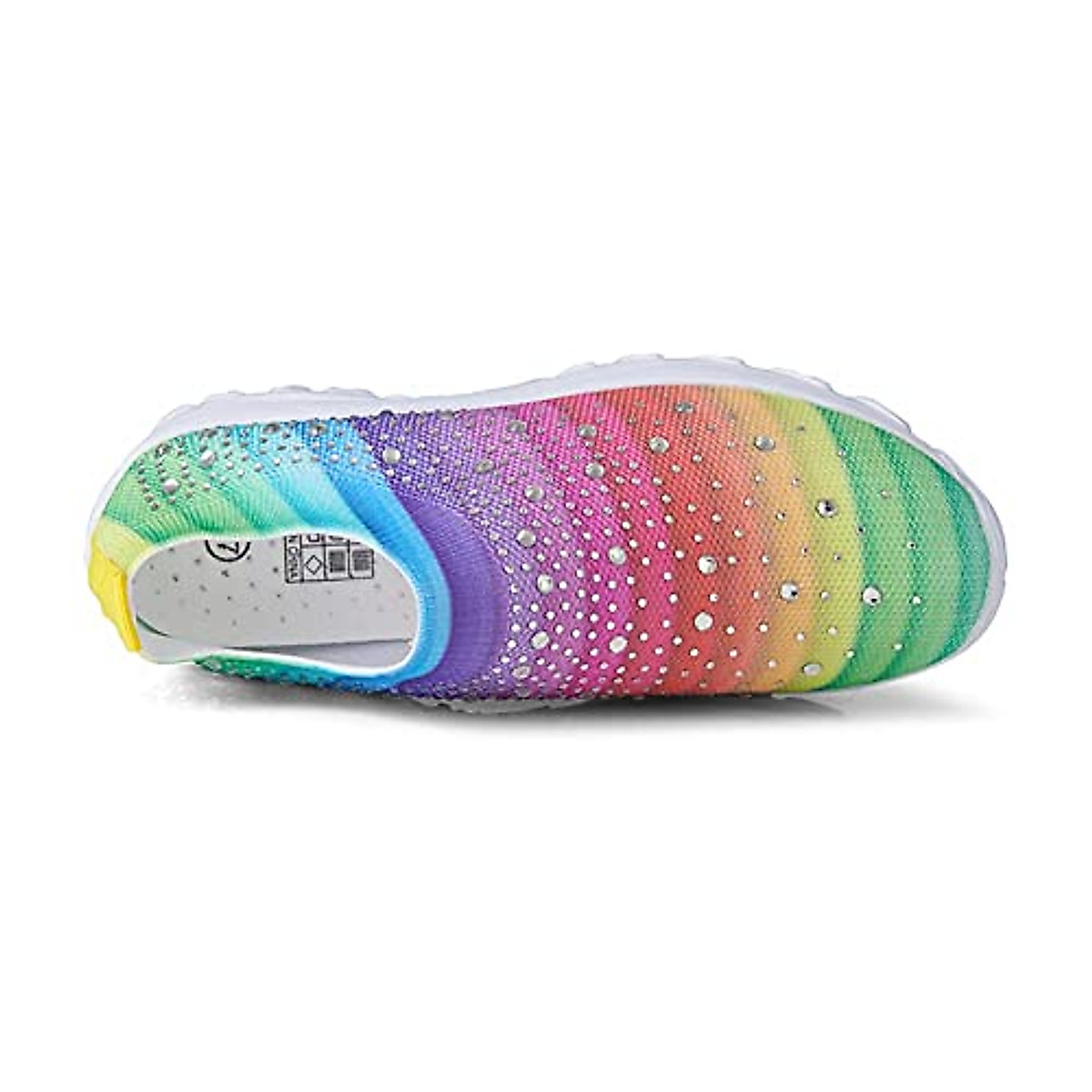 Women's Crystal Breathable Orthopedic Slip On Walking Shoes, Rhinestone Glitter,Ultra-Light Breathable. (9US, Rainbow)