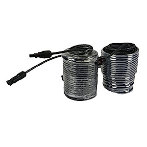 Temco 1 Pair 100 ft Solar Panel Extension Black Connector Male Female 10 AWG Gauge PV Cable Wire