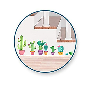 Cactus Succulents Wall Art Decor - Decorative Static Cling - 8 Pieces - Reusable