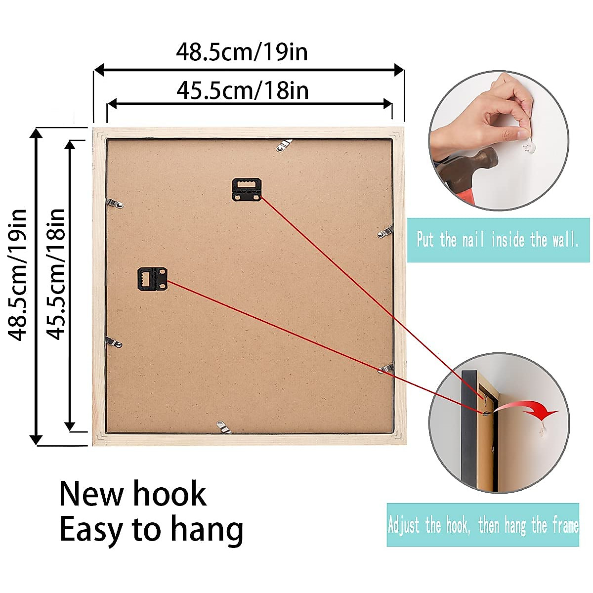 ZZFQXZ 18x18inch Diamond Painting Frame for Diamond Art Painting 16x16inch Display Pictures 16x16inch/40x40cm With Mat or 18x18inch/45x45 cm Without Mat , Wood Square Wall Photo Frame Black (ZK007)