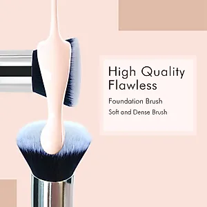 Makeup Brush Daubigny Flat Top Foundation Brush for Liquid Makeup Premium and Professional Make Up Foundation Brush Perfect for Mineral Foundation Highlight Flawless Powder Buffing Blending (Black)