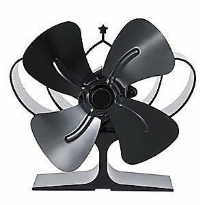 UXZDX CUJUX 4 Blades Stove Fan Heater Small Size Heat Powered Log Wood Burner Quiet Home Fireplace Fan (Color : Black, Size : 180x160x80mm)