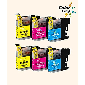 ColorPrint Compatible LC203 Ink Cartridge Replacement for Brother LC203XL LC-203 XL LC-203XL LC201 Used MFC J4320DW J4420DW J460DW J480DW J680DW J880DW MFC-J885DW J4620DW Printer (6-Pack,2C,2Y,2Y)