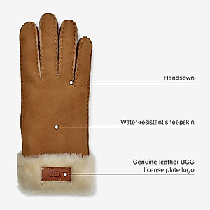 UGG Women's Leather Turn Cuff Sheepskin Shearling Lined Glove