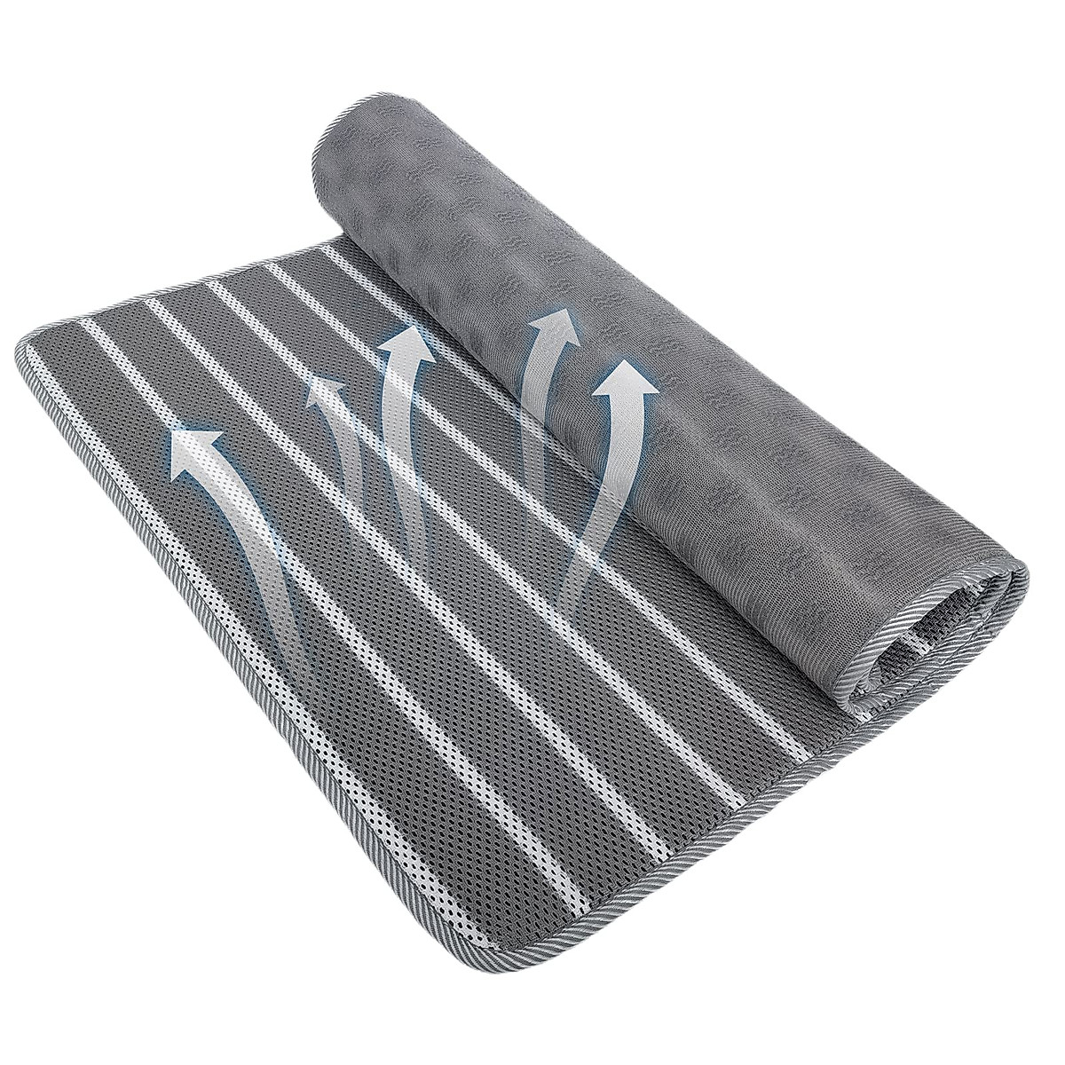 REEZEIVI Breathable Dog Crate mat with Anti-Slip Bottom,3D air mesh Pet Crate pad,Non-stuffy Dog Sleeping mat Bed,pet mat, Machine Washable Pet Mat for Dog Sleeping (30X19, Sliver Grey Mat)