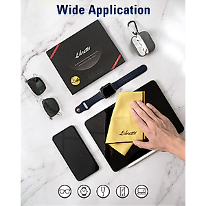 Libretto Microfiber Polish Cloth for Musical Instrument, 3 Sizes in 1 Pack, Violin and Cello Cleaning Product, Yellow, Lint-Free, Super Soft, Gift, for Piano, Guitar, Trumpet, Saxophone, Laptop.