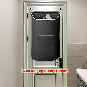 SAVERHO XL Hanging Laundry Hamper Bag, Black Door Hanging Hamper with Large Openging Hanging Laundry Hamper Storage Bag Large Size 36X22 Inch (Black)