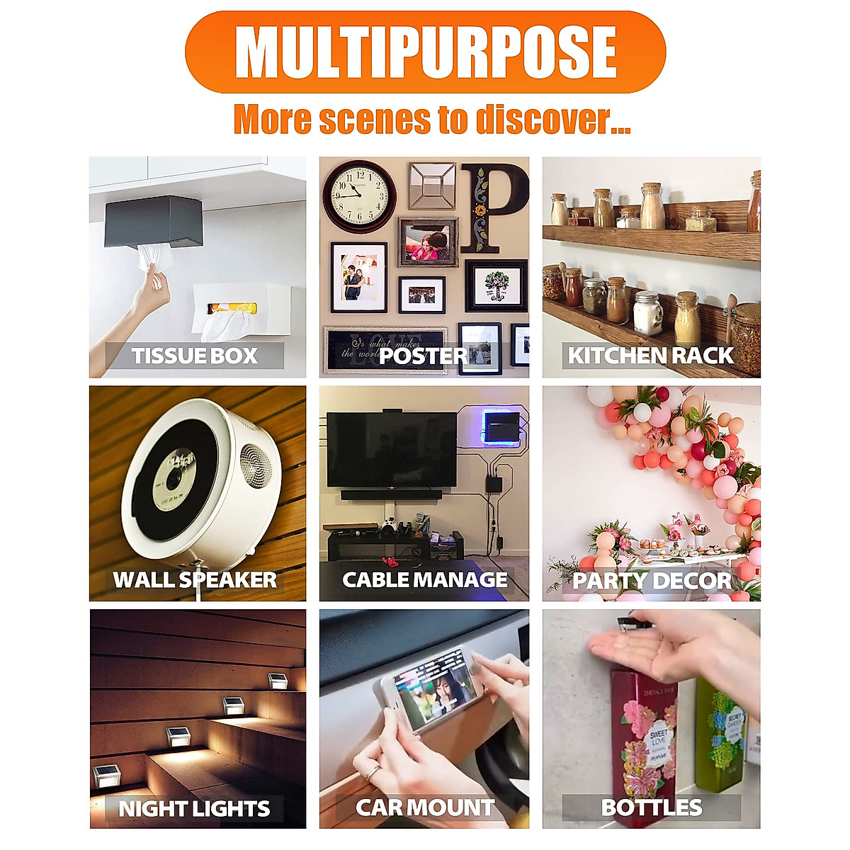 2 Rolls Total 20FT Double Sided Tape Heavy Duty (0.8" & 1.2" Width) Removable & Reusable Multipurpose Transparent Wall Mounting Tape, Strong Adhesive Tape for Home Decoration Office Outdoor, 240 Inch