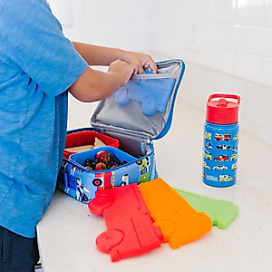 Wildkin Kids Ice Packs (4 Pack) – Slim, Reusable, Keeps Lunch Cool for School/Travel - Fire Truck