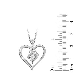Amazon Essentials womens Sterling Silver Diamond 3 Stone Heart Pendant Necklace (1/4 cttw), 18" (previously Amazon Collection)