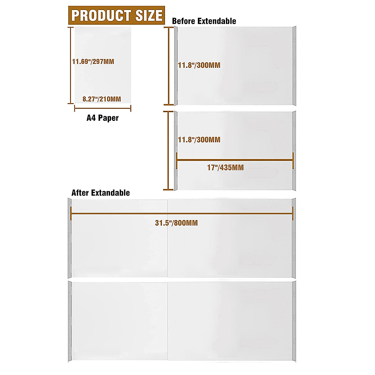 2Pack Adjustable Closet Storage Shelves with Seamless Sticker, Expandable Wardrobe Shelves Organizer System for Kitchen, Cupboard, Wardrobe, Under Sink and Bathroom, Easy Installation (Large, 2Pack)