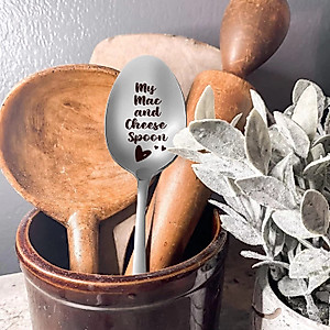 family Kitchen My Mac and Cheese Spoon, Engraved Stainless Steel Coffee Cheese Spoon, Gift for Sister Friend Colleague Cheese Lovers Birthday Christmas Thanksgiving Graduation Gifts