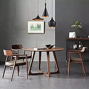 BIGMAII Farmhouse Pine Wood Dining Table, Brown Round Kitchen Table Rustic Solid Wooden Table with Double Pedestal - 31.5"