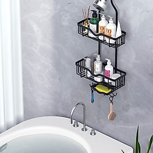Kerisgo Shower Caddy, 3-Tier Hanging Organizer Rack (Black), Maximizes Storage for Bath Essentials