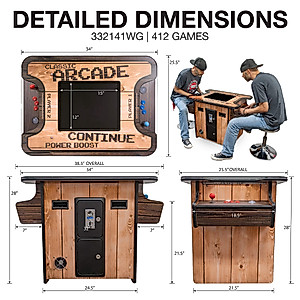 Creative Arcades Full Size Commercial Grade Cocktail Arcade Machine | 2 Player | 412 Games | 19" LCD Screen | Square Glass Top | LED Lights | 2 Sanwa Joysticks | 2 Stools Included | 3 Year Warranty