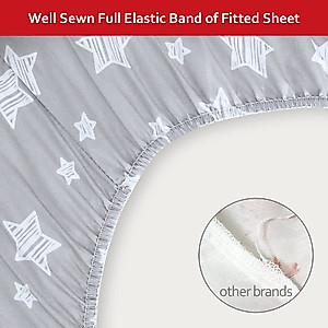 Crib Air Mattress Pad Waterproof with Toddler Bed Set Star Print, 3 Piece Toddler Bed Sheets for Boys and Girls, Quilted Crib Mattress Sheet Fitted Crib and Toddler Mattress