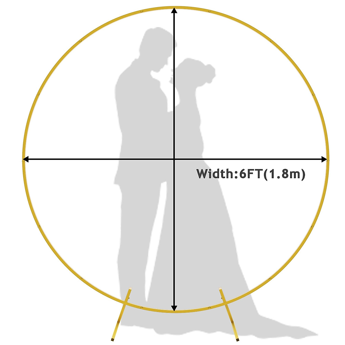 Wokceer Round Backdrop Stand 6FT Circle Balloon Arch Frame Circle Backdrop Stand Gold Round Arch for Wedding Birthday Party Bridal Shower Anniversary Event Ceremony Decoration
