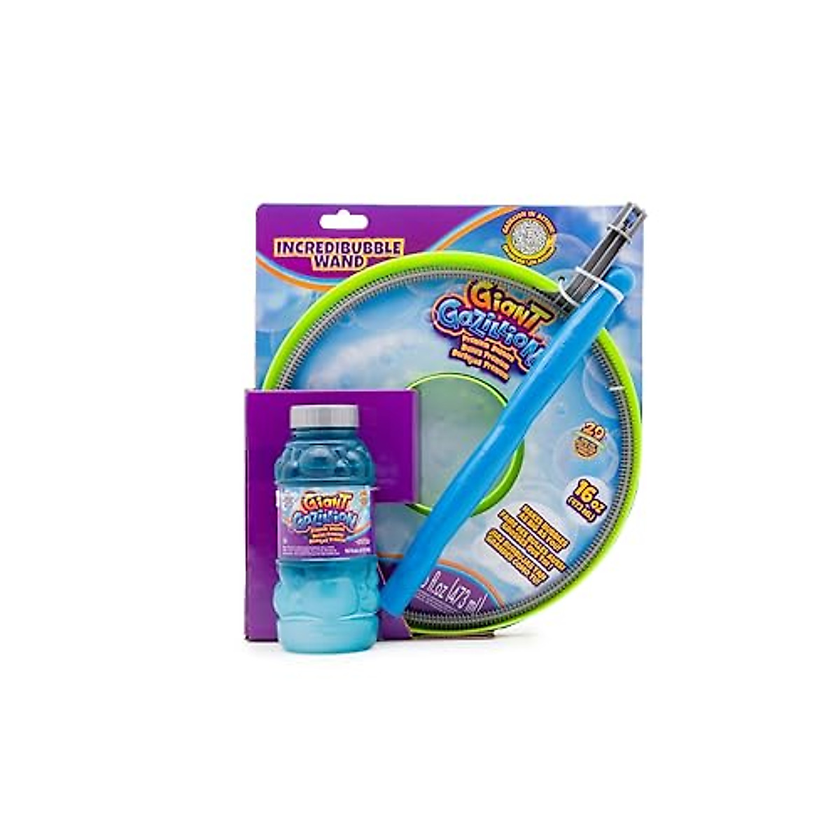 Gazillion Bubbles Incredible Bubble Wand - Make Gigantic Bubbles & Delight Friends W/ 16 Oz Giant Bubble Solution - For Age 3+
