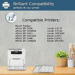 Leize Compatible SP C430A Toner Cartridge Replacement for Ricoh Aficio SP C440DN SP C430DN SP C430 SP C431DN SP C431 SP C440 Printers for Ricoh 821105 821106 821107 821108 Ink [4Pack-KCMY]