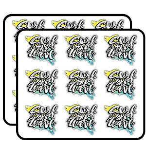 Surf The Wave Slogan Art Decor 2" Each Sticker for Scrapbooking, Calendars, Arts, Kids DIY Crafts, Album, Bullet Journals 18 Pack