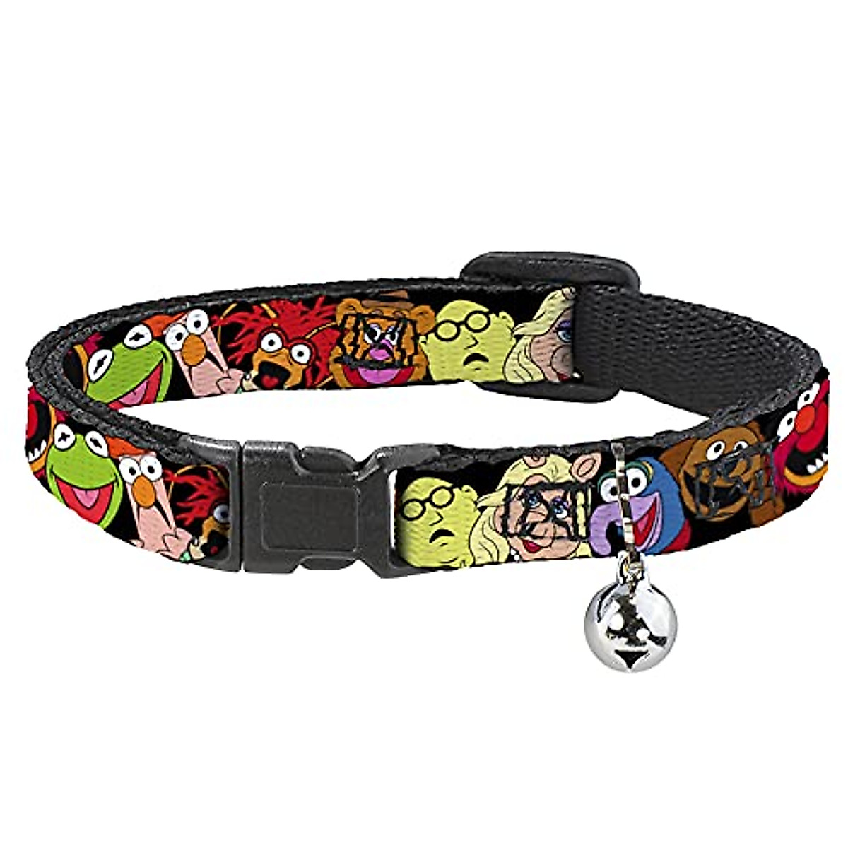 Buckle-Down Breakaway Cat Collar - Muppets Faces Black - 1/2" Wide - Fits 8-12" Neck - Medium