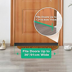 Lewondr Door Draft Stopper 36 Inch Waterproof Under Door Draft Noise Blocker Soundproof Cuttable Trapezoid Strong Adhesive Weather Stripping Door Seal Under Door for Reduce Dust Air Door Sweep, Black
