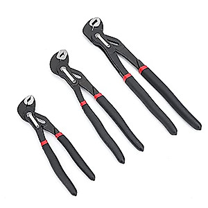 Amazon Basics 3-Piece Quick Release Groove Joint Pliers Set, Drop Forged Chrome Vanadium Steel, Includes 7-inch,10-inch, and 12-inch, Black