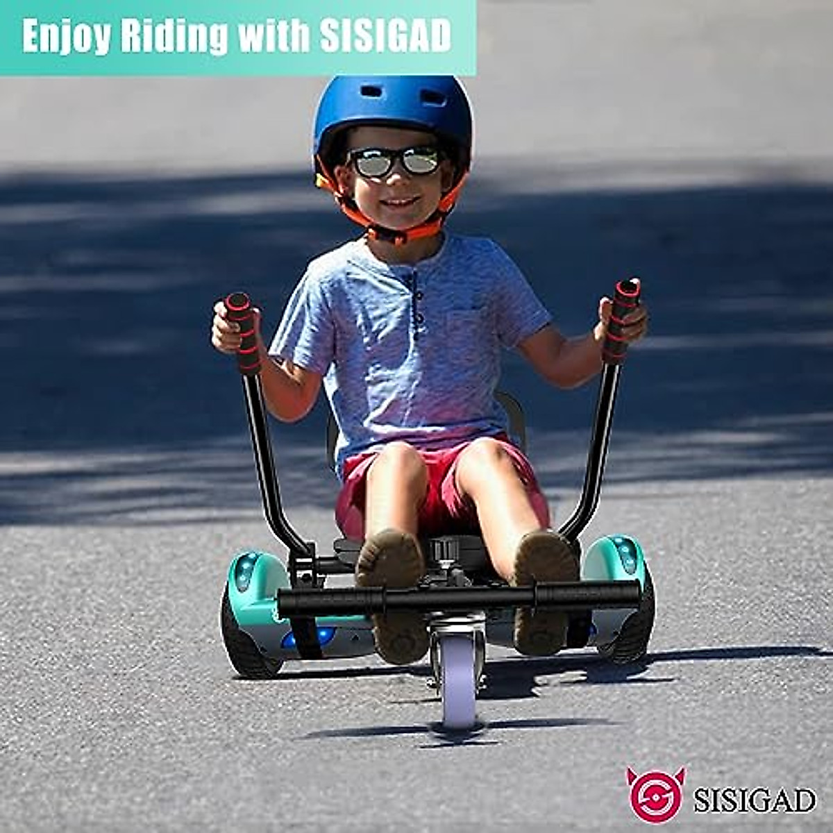 SISIGAD Hoverboard with Seat Attachment, Hoverboard Go Kart Combo, 6.5" Bluetooth Hover Board with Seat Attachment for Hoverboard