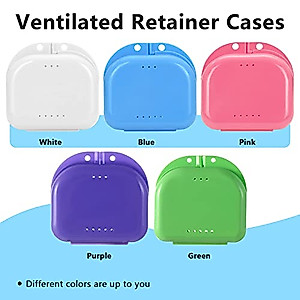 2 PCS Orthodontic Retainer Case,Retainer Case,Denture Case with Ventilation Holes for Mouth Guard and Floss (Purple)
