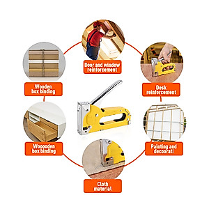 Upholstery Staple Gun Heavy Duty, WELLY Pro 3-in-1 Stapler Gun with 600 Staples, Manual Brad Nailer Power Adjustment Stapler Gun for Wood, Crafts, Carpentry, Decoration DIY (3 in1 Staple Gun)