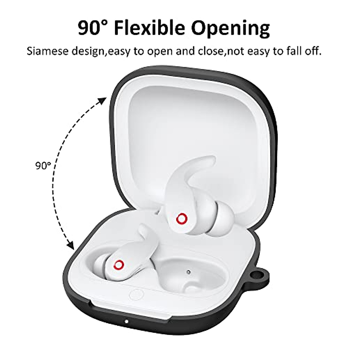 JIML Compatible with Beats Fit Pro Case Soft Silicone Skin Case Cover Shock-Absorbing Protective Case with Keychain and Lanyard for Beats Fit Pro 2021 (Black)