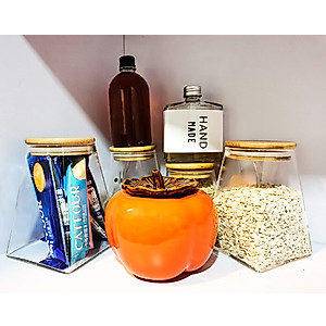 Glass Food Storage Jars Container Canister Set Terrarium With Extra Wide Mouth Wooden Lid for Candy, Cookie, Rice,Spice,Tea kitchen Organization Storage Pantry organizer (4 SIZE ABOVE IN ONE PACK)