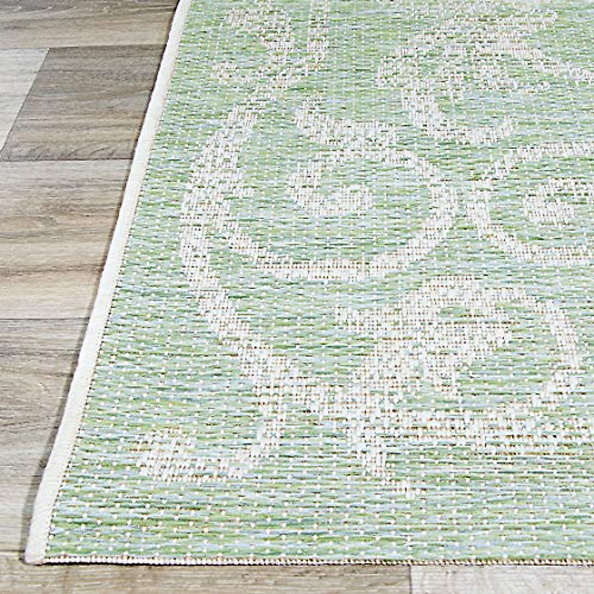 Couristan Monaco Summer Quay Indoor/Outdoor Area Rug, 3'9" x 5'5", Ivory/Light Green