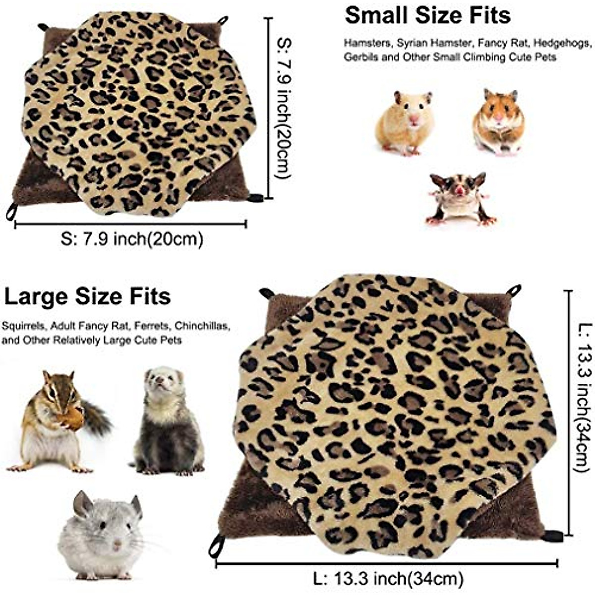 ELEpure Small Animals Hammock Guinea Pig Sugar Glider Bedding Nest Plush Hanging Bed Hideout for Ferret Chinchilla Squirrel Rat Hedgehog Gerbils Warm Playing