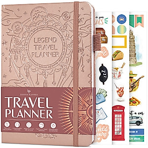 Legend Travel Planner – Vacation Itinerary Organizer for Solo Travel & Couples – Travelling Journal for Women & Men – Traveling Log with Expense Tracker & Packing List – Hardcover (Rose Gold)