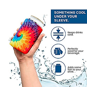QualityPerfection Can Cooler Sleeve (6 Pack) 12 Oz Neoprene Collapsible Cooler Can, Insulated Can Holder, 4mm Thick Beer &Soda Can Cover, Police Cooler Can Covers(Tie - Dye Mix)