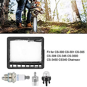 Chainsaw Air Filter Fuel Filter with Sparking Plug Primer Bulb for Echo CS-300 CS-301 CS-305 CS-306 CS-345 CS-3000 CS-3450 CS340 Chainsaw