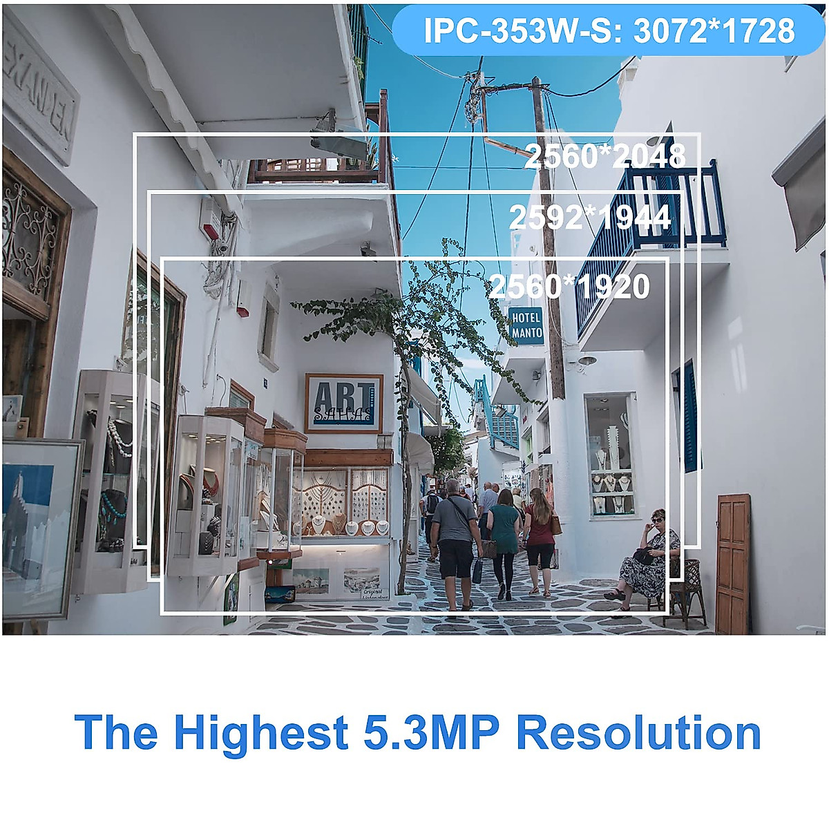 Anpviz 5MP Security IP Dome PoE Camera with Mic/Audio, 5.3MP (3072 * 1728) Turret Outdoor Camera, 98ft NightVision, 2.8mm Lens, IP67 Weatherproof, SD Recording (256GB), White (IPC-D353W-S)