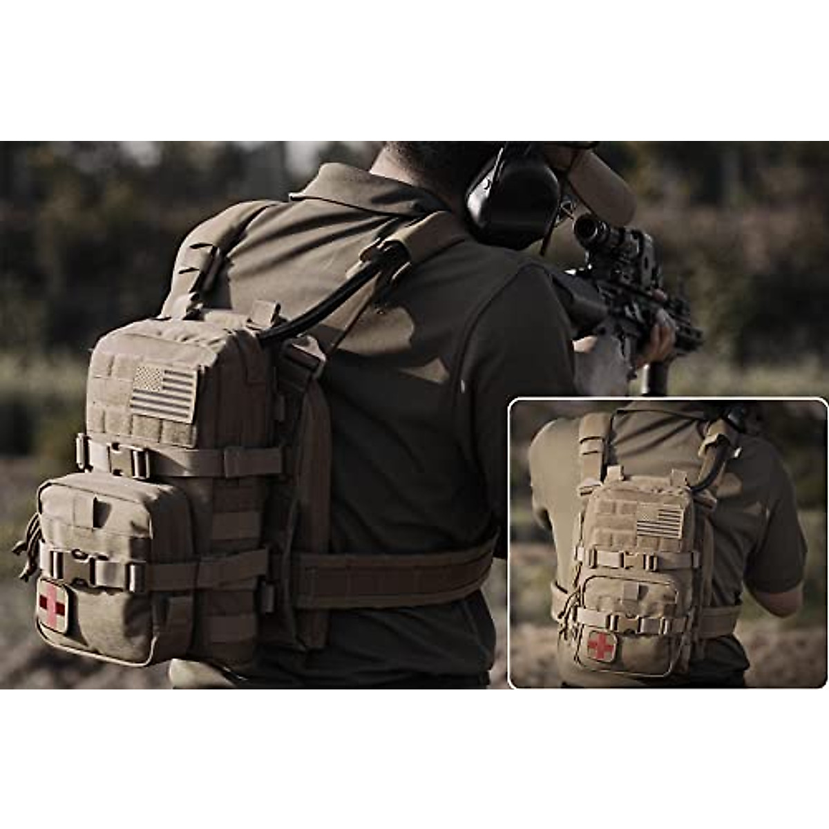 CLTAC Tactical Small MOLLE Hydration Pack Outdoor Water Bladder Carrier Pack for Vest Backpack