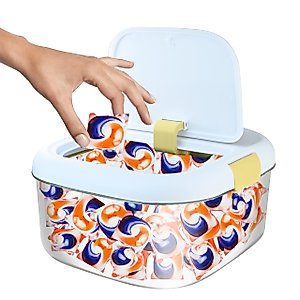 Skywin Laundry Pods Container for Laundry Room Organization, Dishwasher Pods Container (White)