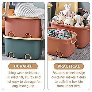 LIFKOME Stackable Toy Storage Box with Wheels Rolling Storage Box with Snap Lid Handle& Latches Wheeled Storage Durable and Reusable Storage Bins with Latching Lids