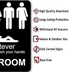 Just Please Wash Your Hands Sign - Inclusive Sign for Bathroom Door, Funny Bathroom Sign Bathroom Wall Decor - Alien Decor, Men, Womens, Handicap, Transgender Bathroom Sign, Bathroom Decor - 8.5"x10"