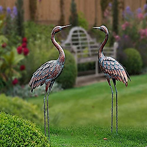 chisheen Outdoor Garden Crane Statues and Sculptures Metal Yard Art Statue for Garden Decoration Large Size