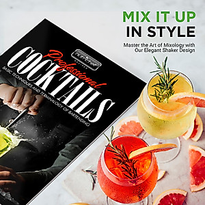 NutriChef Bartender Set 7 Piece - Includes Cocktail Shaker Mixer, Essential Bar Accessories, 2 Bottle Pourers, Bar Mixer Spoon, Jigger & 50 Recipe Booklet - Essential Martini Making Kit - Drink Mixing