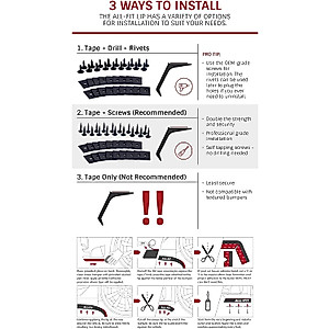 All-Fit Complete 1.5” Lip Kit – Full Car Bumper & Side Skirt Protection – Sleek, Flexible Trim for a Lowered Look – Durable, Easy-to-Install Automotive Exterior Accessories (1.5” W x 30’ L, Red)