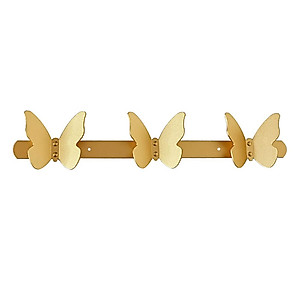 Bathroom Towel Hooks Gold Butterfly Coat Hooks Coat Rack Wall Mount with 3 Hooks Butterfly Design Aluminum Alloy Key Holder Bags Robe Hat Hangers for Home Decor Towel Hook