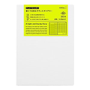Midori 22280006 Flat Diary Notebook, 2024, A5, Monthly, White, Starts October 2023 (A5)